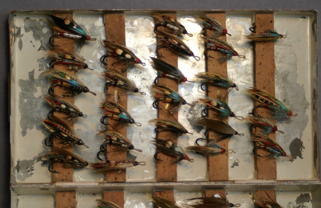 1895 Canadian Copper Fly Box 51 Gut Eye Atlantic Salmon Dbl Hook Flies ...
