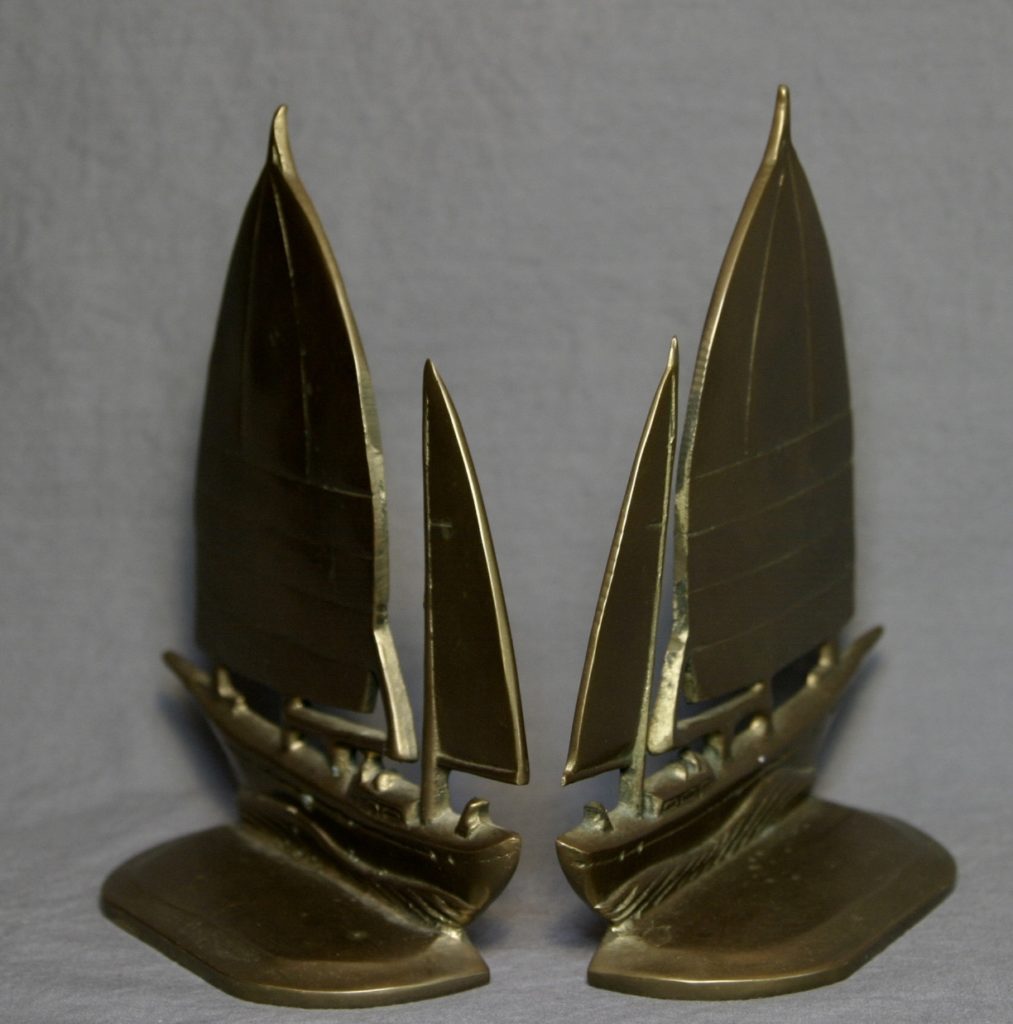 Vintage Penco Sail Boat Brass Bookends - Lava Creek Trading Company